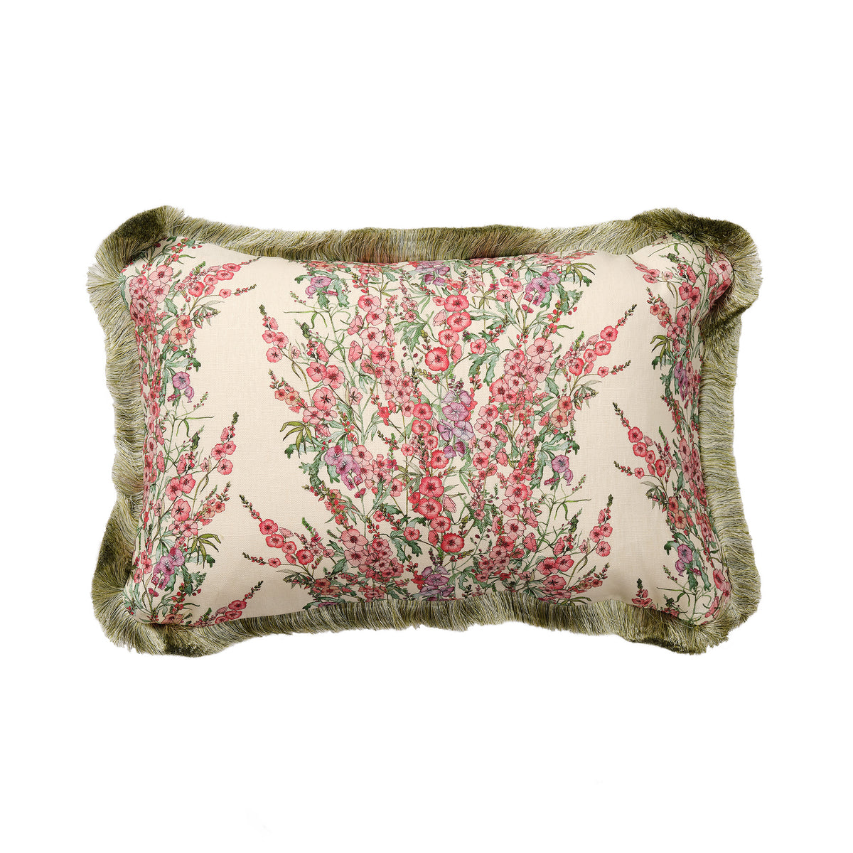 Sidalcea Cushion with Mint Green Cotton Trim– Thyme & Bertioli